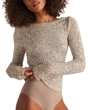 Free People Leading The Way Draped Sequin Top - Silver