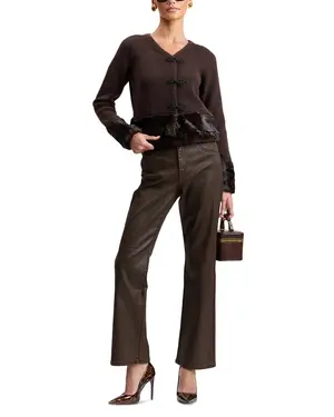 Avec Les Filles Faux Fur-trim Cardigan Sweater
