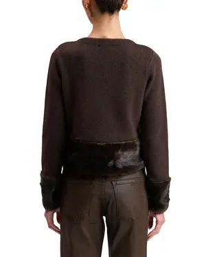Avec Les Filles Faux Fur-trim Cardigan Sweater