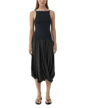 ST. AGNI Mixed Media Midi Dress - Magnet