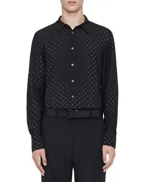 ALLSAINTS Polka Dot Fade Point Collar Shirt - Black