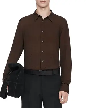 ALLSAINTS Polka Dot Fade Point Collar Shirt - Brown