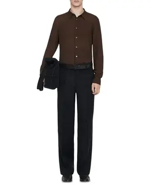 ALLSAINTS Polka Dot Fade Point Collar Shirt - Brown