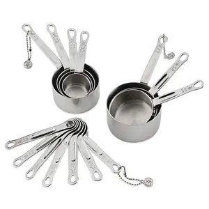 HESTAN Provisions 14 Piece Complete Measuring Cups & Spoons Set - Silver