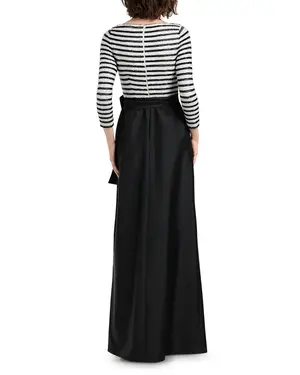 EMILY SHALANT Mixed Media Embellished Tie Waist Gown