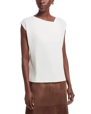 SIONI Drape Neck Cap Sleeve Sweater - Eggshell