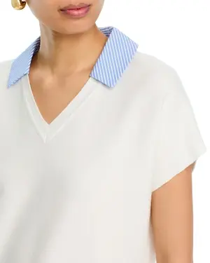 SIONI Short Sleeve Polo Collar Sweater