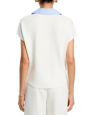 SIONI Short Sleeve Polo Collar Sweater