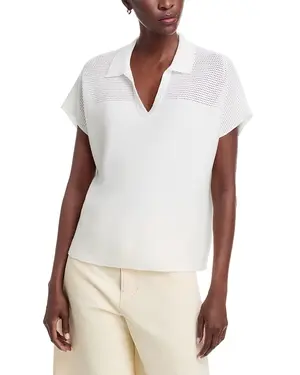 SIONI Pointelle Yoke Collared Sweater - Eggshell