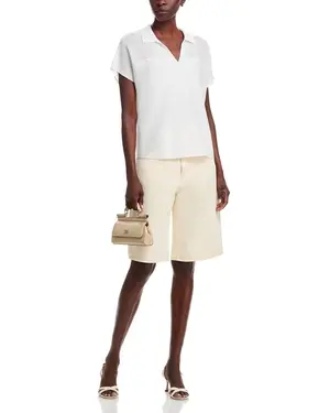 SIONI Pointelle Yoke Collared Sweater