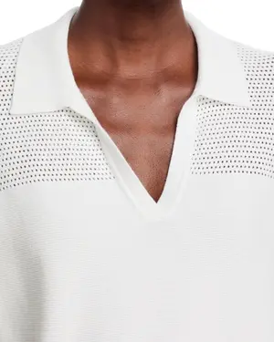 SIONI Pointelle Yoke Collared Sweater