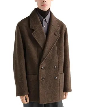 LEMAIRE Double Breasted Felted Short Coat - Mud