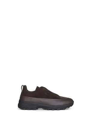 Zegna Dark Brown Leather And Suede Triple Stitch Monte Sneakers - Multicolor