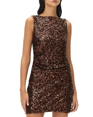 ELODIE THE LABEL Reed Sequin Top - Espresso