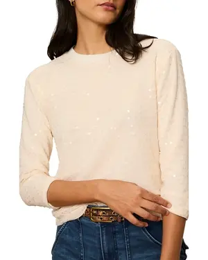 Sanctuary Three Quarter Sleeve Sequin Mode Tee