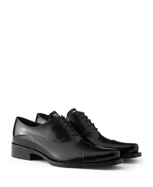 Prada Brushed Leather Lace-up Shoes - Black