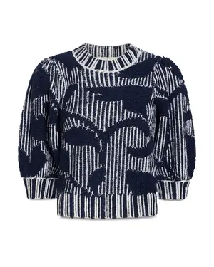 MARIE OLIVER Gail Mixed Stitch Puffed Sleeve Sweater
