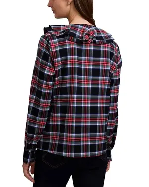 Foxcroft Sandy Plaid Ruffled Shirt