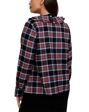 Foxcroft Sandy Ruffled Plaid Shirt
