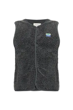 American Vintage Fleece Vest With Logo Patch - Grey