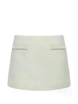 LoveShackFancy Rhonna Tweed Mini Skirt - Neutrals