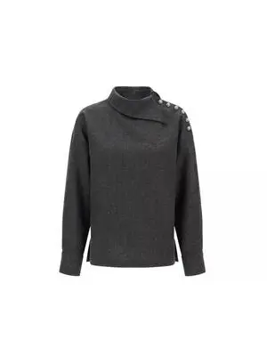 RÓHE Button-shoulder High-neck Blouse