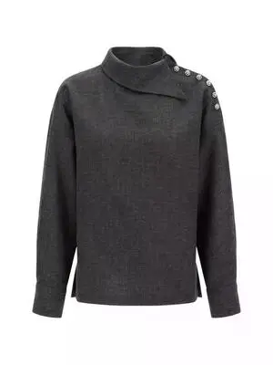 RÓHE Button-shoulder High-neck Blouse - Grey