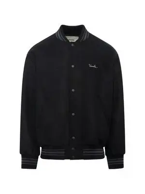 VOWELS Logo-embroidered Wool Varsity Jacket - Black