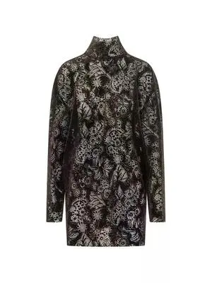 MSGM Floral-lace Pussy-bow Mini Dress