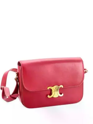 Celine Triomphe Shoulder Bag Smooth Calfskin Medium Crossbody Bag - Pink