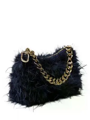 TWINSET Liliane Satin Bag With Feathers - Blue