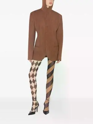 JEAN PAUL GAULTIER Pinstriped Hooded Jacket - Brown