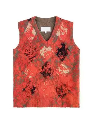 MAISON MARGIELA Argyle Knit Sleeveless Top - Red