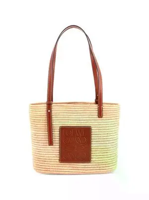 Loewe Square Basket Woven Raffia Small Tote Bag - Neutrals