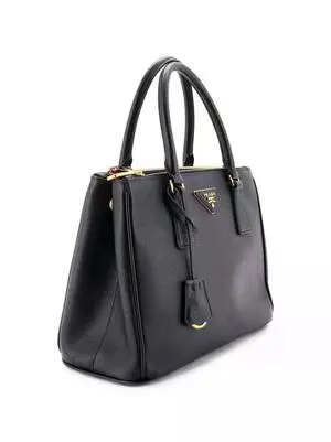 Prada Galleria Double Zip Saffiano Leather Small Tote Bag - Black