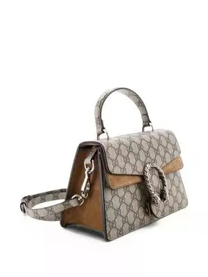 Gucci Dionysus Convertible Top Handle Bag Gg Coated Canvas Small Satchel - Brown