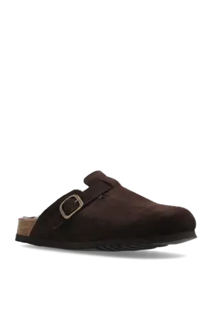 DR. SCHOLL'S SHOES Leather Slides ‘fae New F - Brown