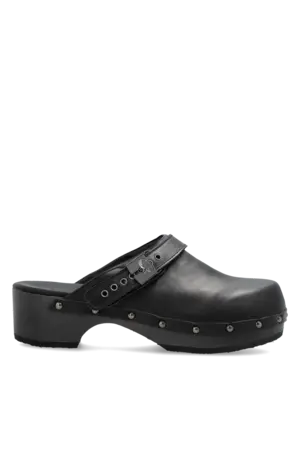 DR. SCHOLL'S SHOES Pescura Robin’ Leather Mule Clogs - Black
