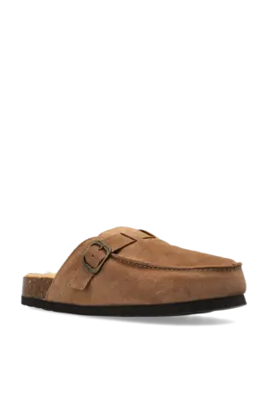 DR. SCHOLL'S SHOES Leather Slippers ‘dakota Fur - Brown