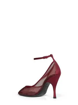 Alaïa Burgundy Mesh Strappy Pumps