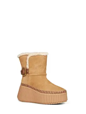 Chloé Pottery Brown Suede Cowhide Nama Ankle Boots