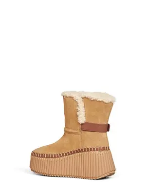 Chloé Pottery Brown Suede Cowhide Nama Ankle Boots