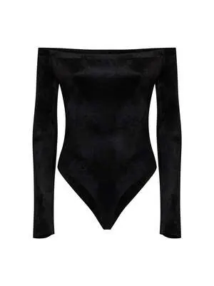 Alaïa Alaïa Women Black Velvet Off-The-Shoulder Bodysuit Multicolor