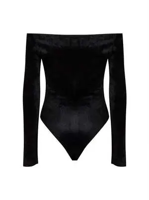Alaïa Black Velvet Off-the-shoulder Bodysuit - Multicolor
