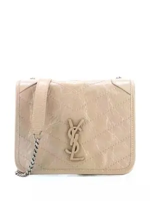 Saint Laurent Niki Chain Wallet Matelasse Chevron Leather Crossbody Bag - Neutrals