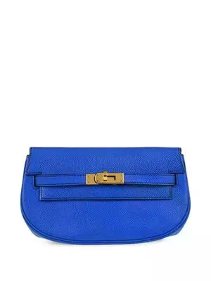 Hermès Kelly Courchevel Leather Clutch Bag Blue