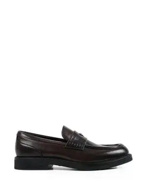 Karl Lagerfeld Logo-plaque Leather Loafers - Brown