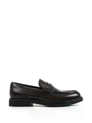 Karl Lagerfeld Logo-plaque Leather Loafers - Brown