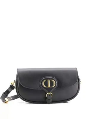 Dior Bobby Flap Bag Leather East West Crossbody Bag - Black