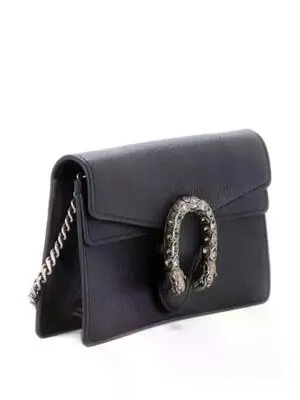 Gucci Dionysus Bag Leather Super Mini Clutch Bag - Black